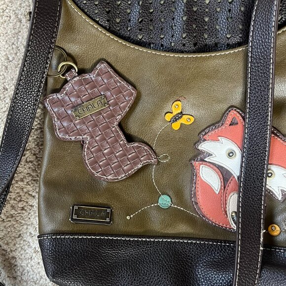 Chala | Bags | Chala Leather Fox Shoulder Cross Body Purse With Racoon ...